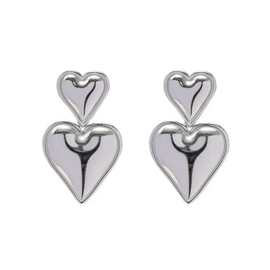 Silver Drop Down Heart Earrings | Kilkenny Design