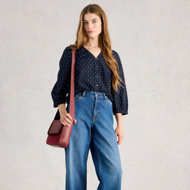 Ruby Organic Cotton Top - Navy Multi | Kilkenny Design