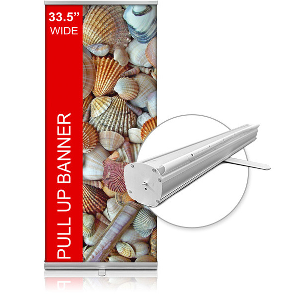 33.5" Pull Up Retractable Banner Stand with Graphic Print