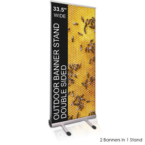 33.5" Wide, Outdoor Double Sided Retractable Banner Stand