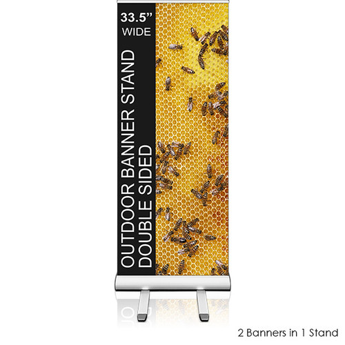 33.5" Wide, Outdoor Double Sided Retractable Banner Stand