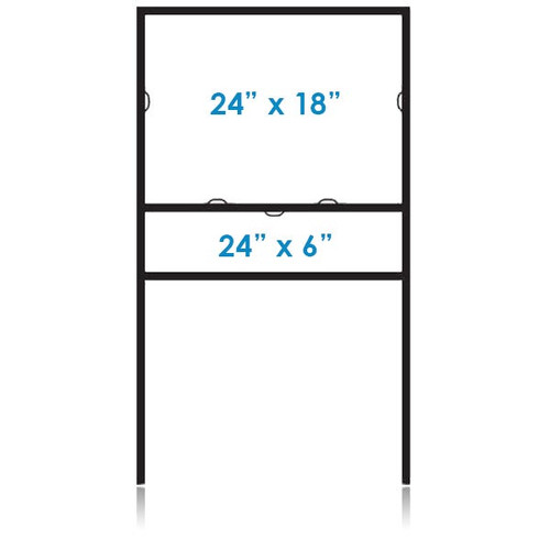 Metal Yard Sign Frame with Rider 24"x18" Main with 24"x6" Rider