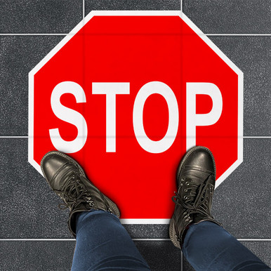STOP Sign Floor Decal for hard surfaces