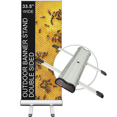 33.5" Wide, Outdoor Double Sided Retractable Banner Stand