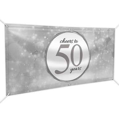 Personalized 50th Birthday Silver Banner