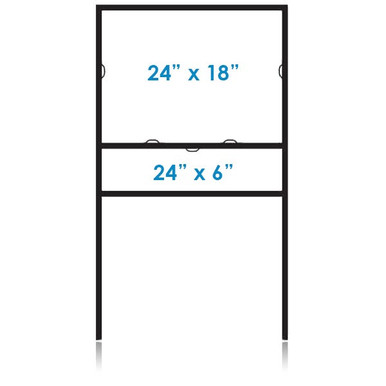 Metal Yard Sign Frame with Rider 24"x18" Main with 24"x6" Rider