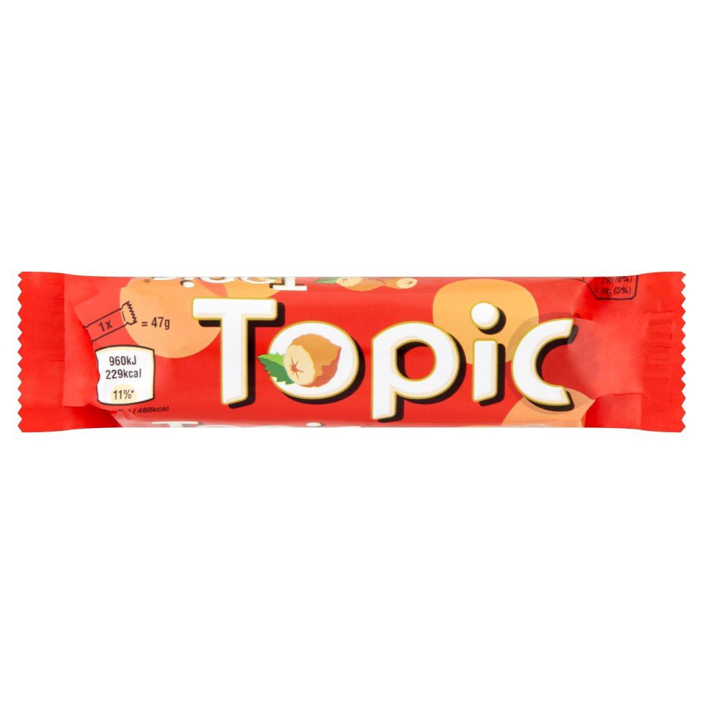 Topic Chocolate Bar - 47g - Pack of 12 (47g x 12 Bars)