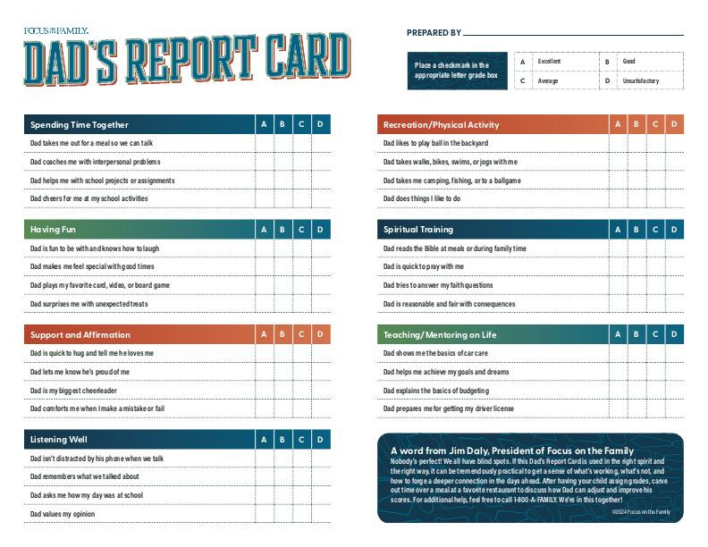 Dad Report Card (Digital eTool) | Focus on the Family Store