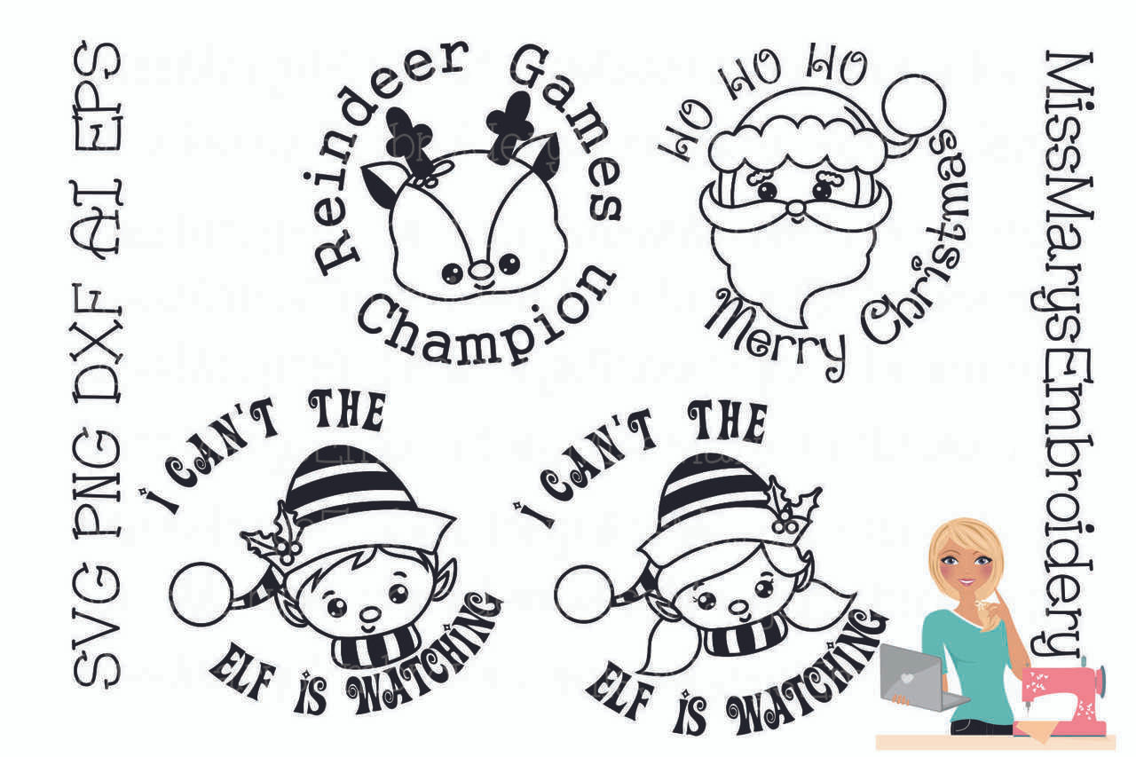Simple Christmas Character Sayings SVG - Miss Mary's Embroidery