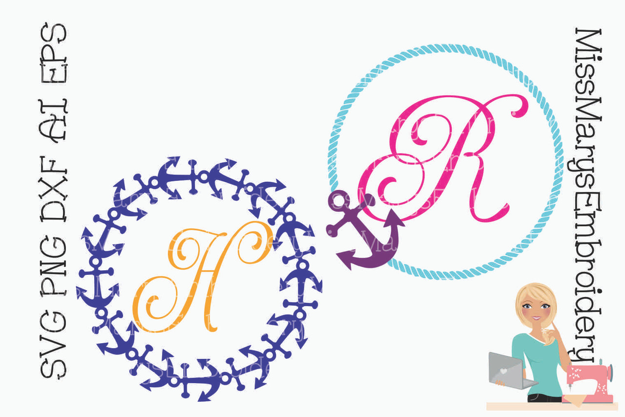 Beach Monogram SVG - Miss Mary's Embroidery