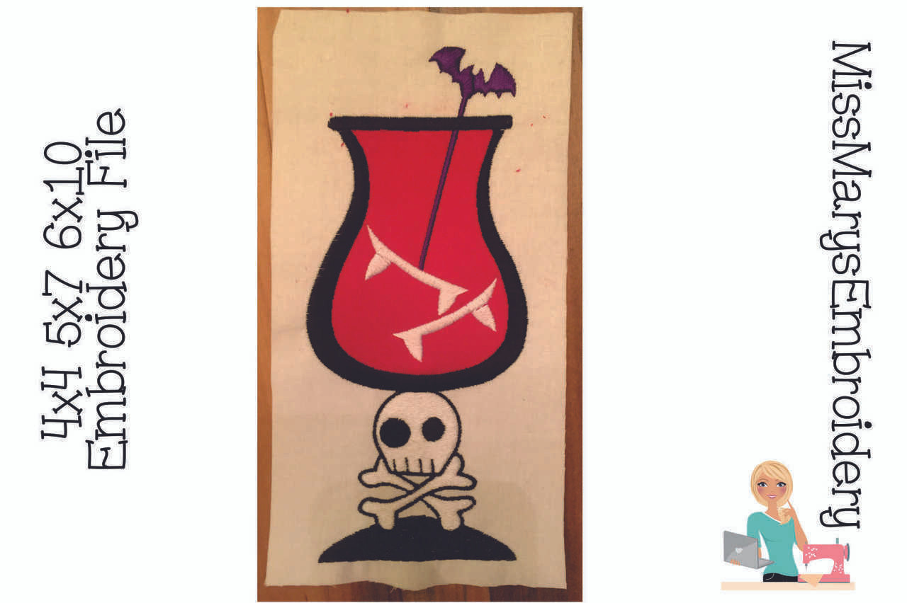 Vampire Applique Drink - Miss Mary's Embroidery