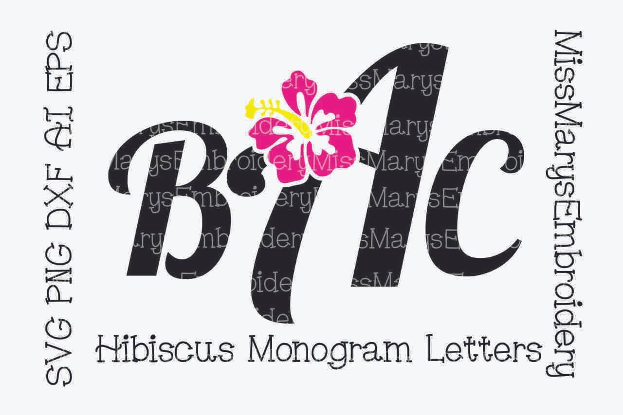 Hibiscus Monogram Frames - Miss Mary's Embroidery