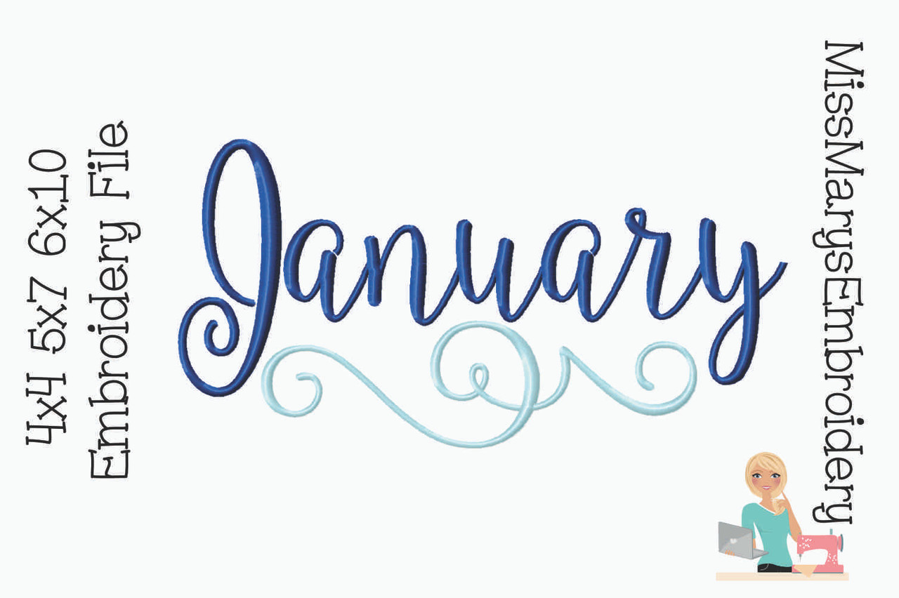 January Swirl Embroidery - Miss Mary's Embroidery