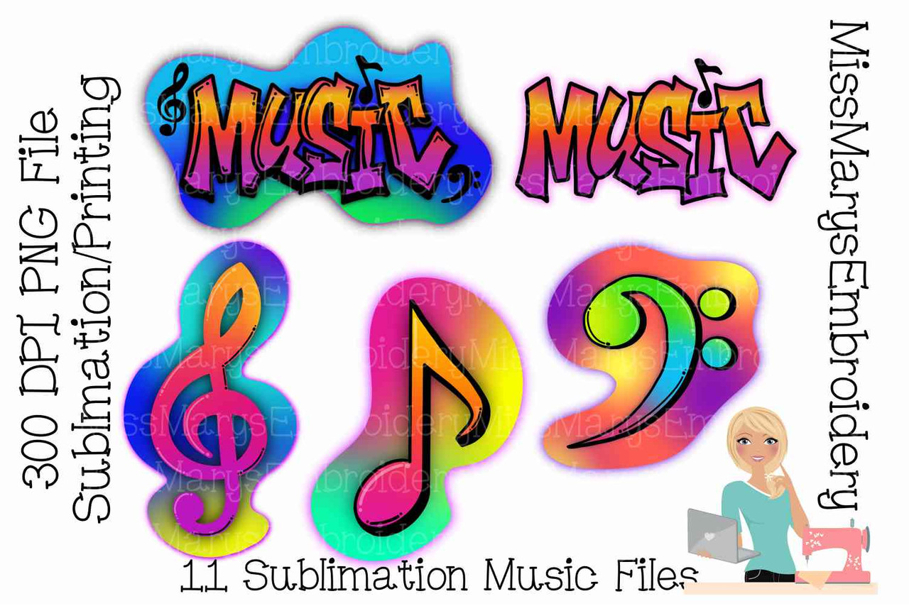 Music Sublimation Bundle - Miss Mary's Embroidery
