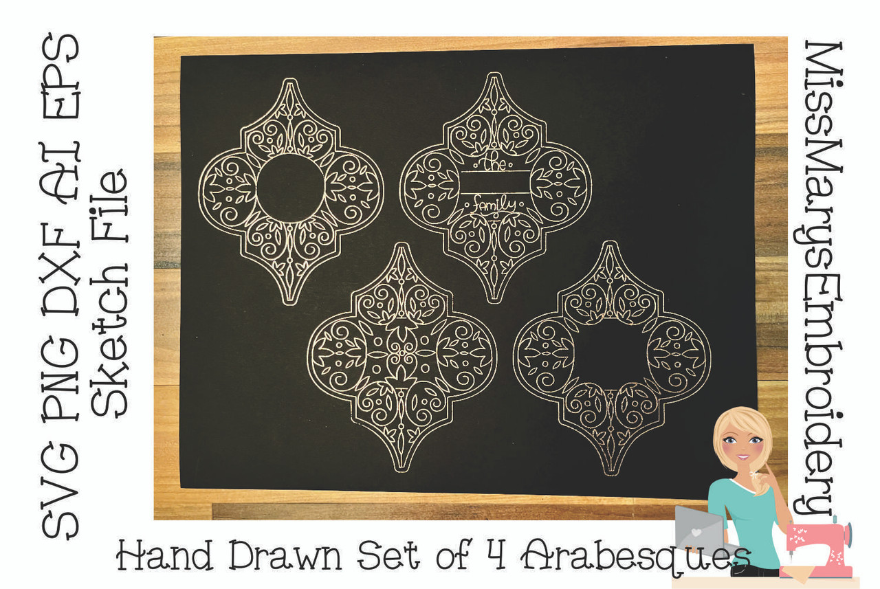 Arabesque Sketch File Set of 4 - Miss Mary's Embroidery