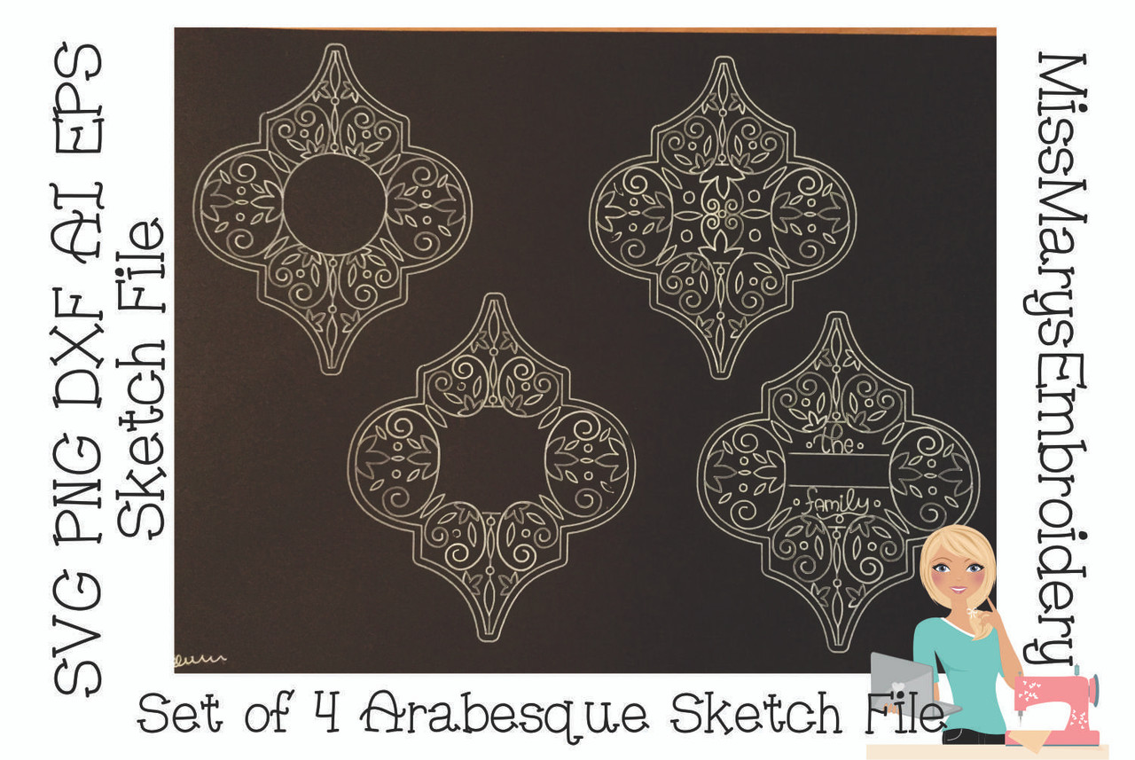 Arabesque Sketch File Set of 4 - Miss Mary's Embroidery