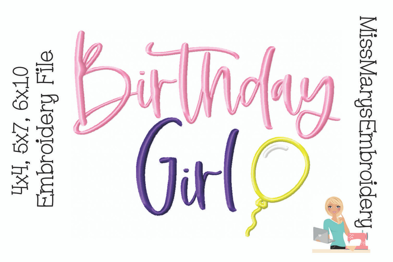 Birthday Girl Embroidery - Miss Mary's Embroidery