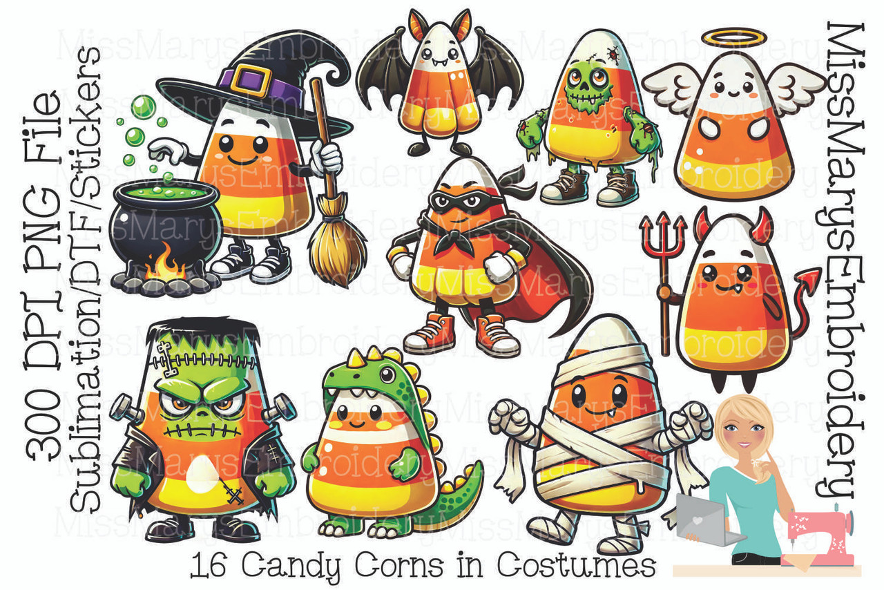 16 Candy Corns in Customs PNG - Miss Mary's Embroidery