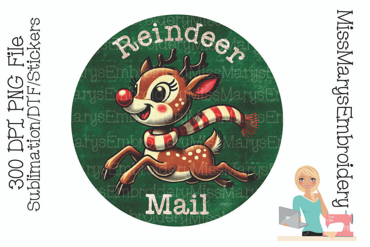 Reindeer Mail PNG - Miss Mary's Embroidery