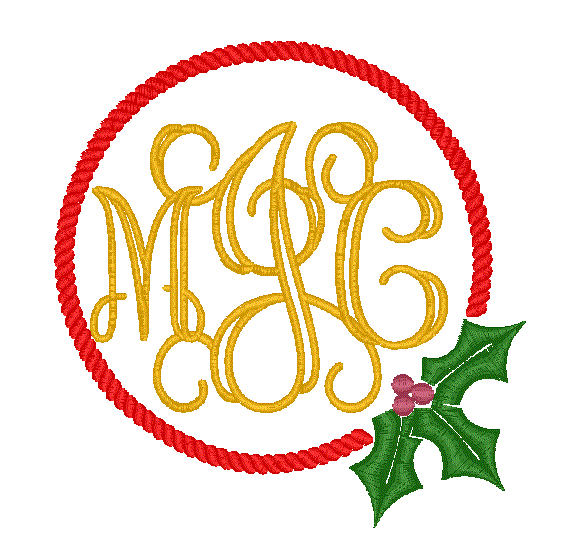 Holly Monogram Frame Embroidery - Miss Mary's Embroidery