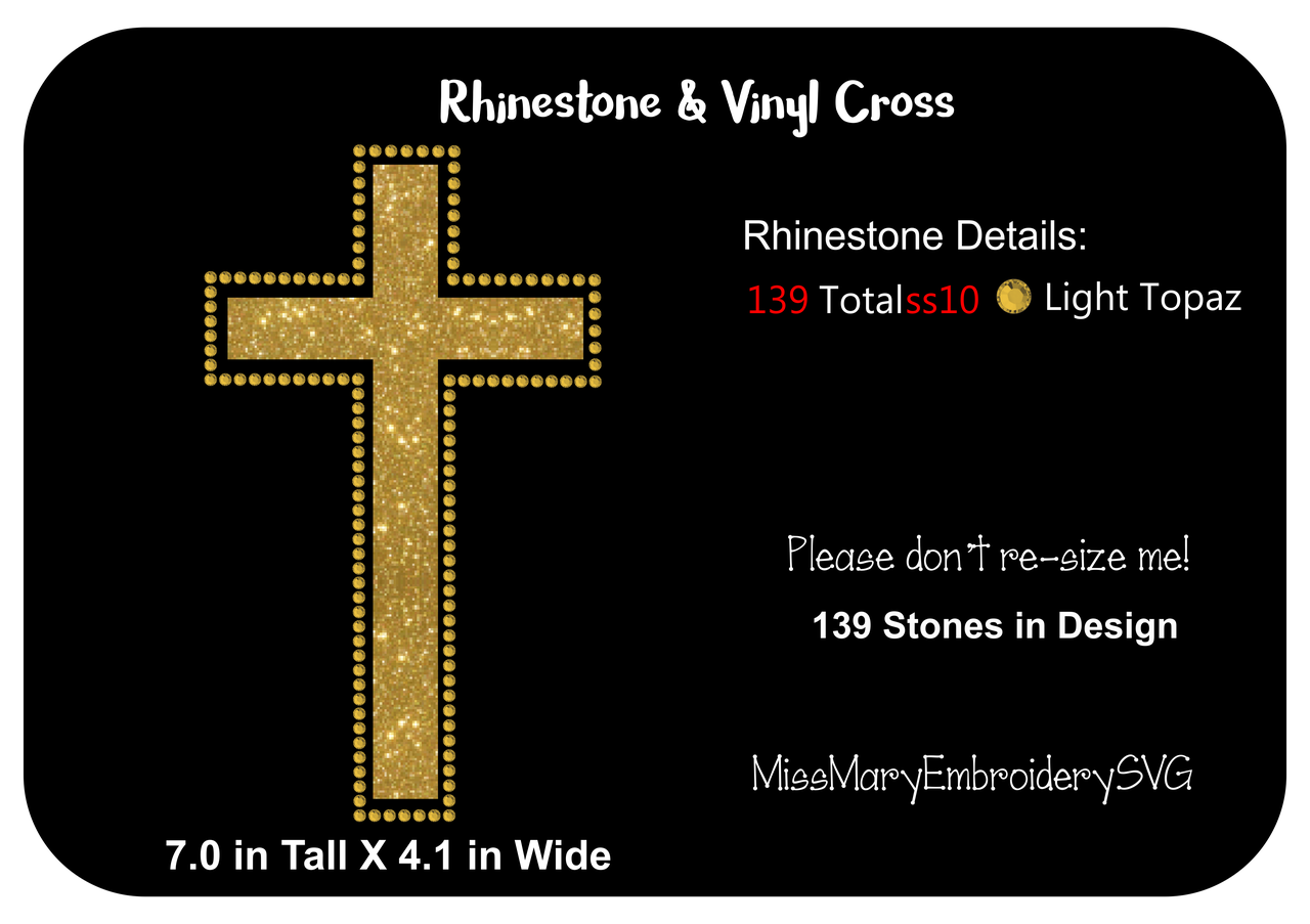 Cross Vinyl & Rhinestone Template - Miss Mary's Embroidery
