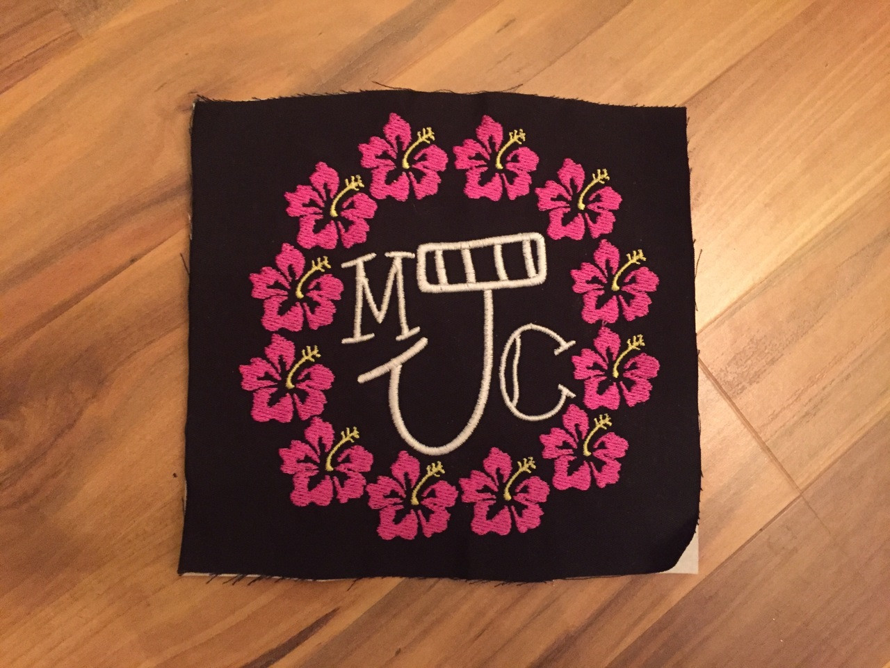 Hibiscus Monogram Frame 1 - Miss Mary's Embroidery