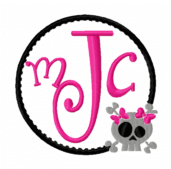 Skull Monogram Frame - Miss Mary's Embroidery