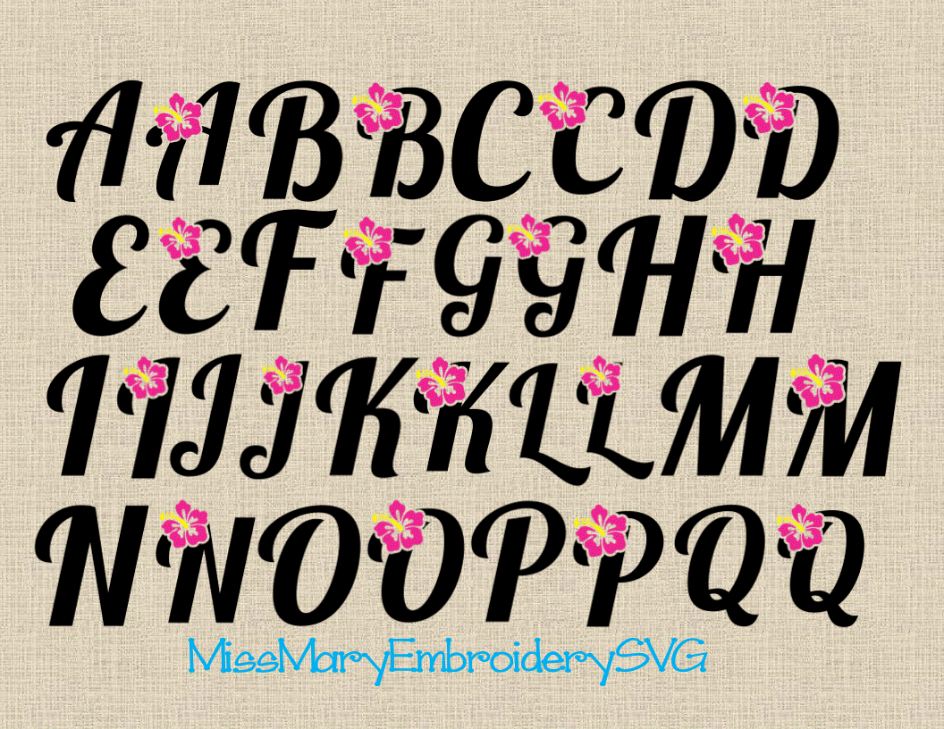 Hibiscus Monogram Letters - Miss Mary's Embroidery