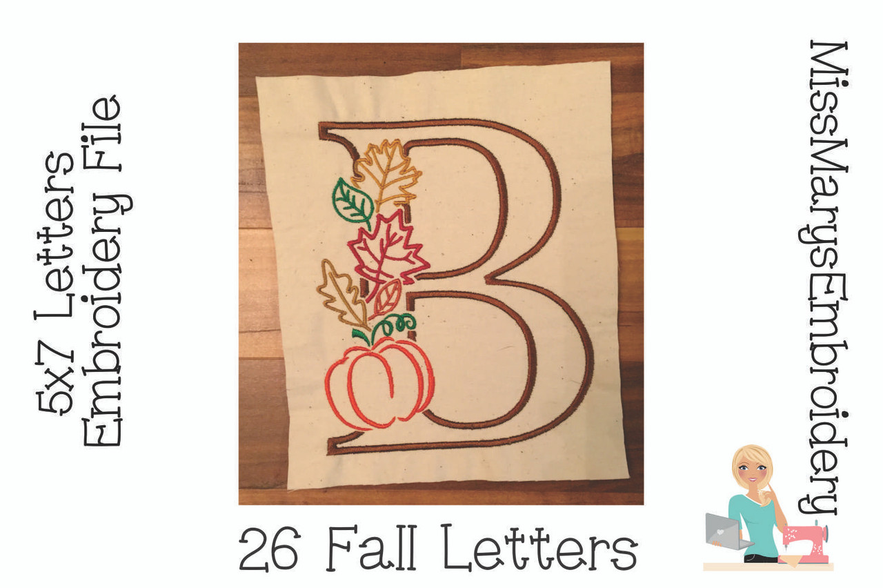 Fall Letters Embroidery - Miss Mary's Embroidery