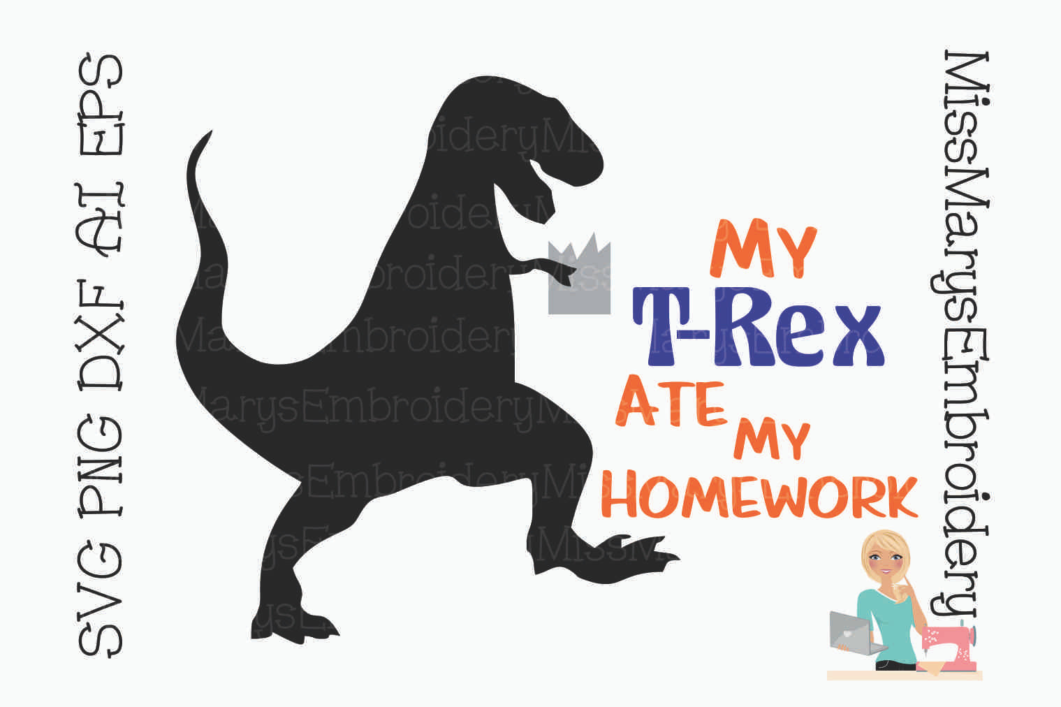 Allergic to Homework SVG - Miss Mary's Embroidery