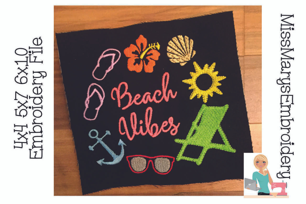 Beach Monogram SVG - Miss Mary's Embroidery