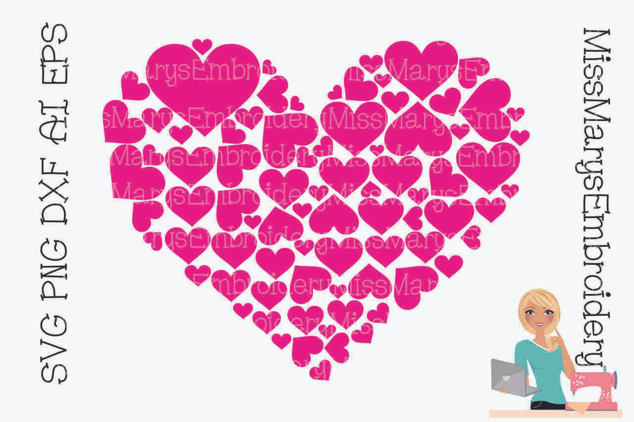 Heart Monogram SVG - Miss Mary's Embroidery