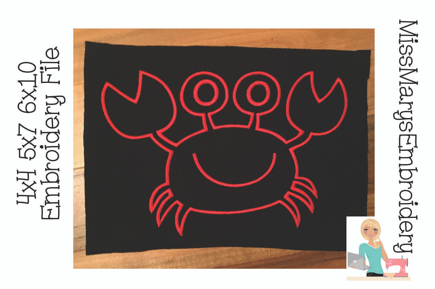 Crab Embroidery - Miss Mary's Embroidery