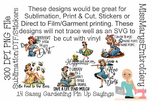 14 Garden Pin Up PNGs - Miss Mary's Embroidery