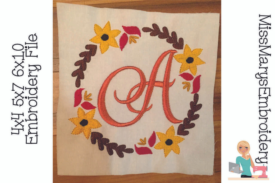 Fall Monogram Embroidery Frame - Miss Mary's Embroidery