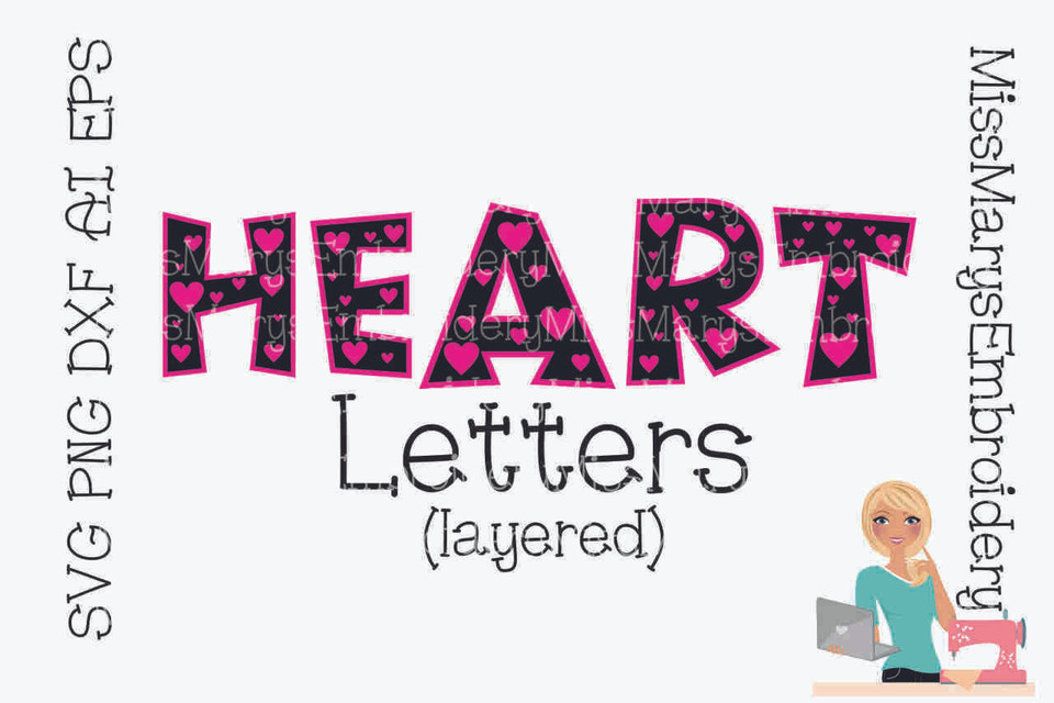 Heart Letters (Layered) - Miss Mary's Embroidery