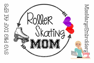 Roller Skating Mom Monogram Arrow Frame - Miss Mary's Embroidery
