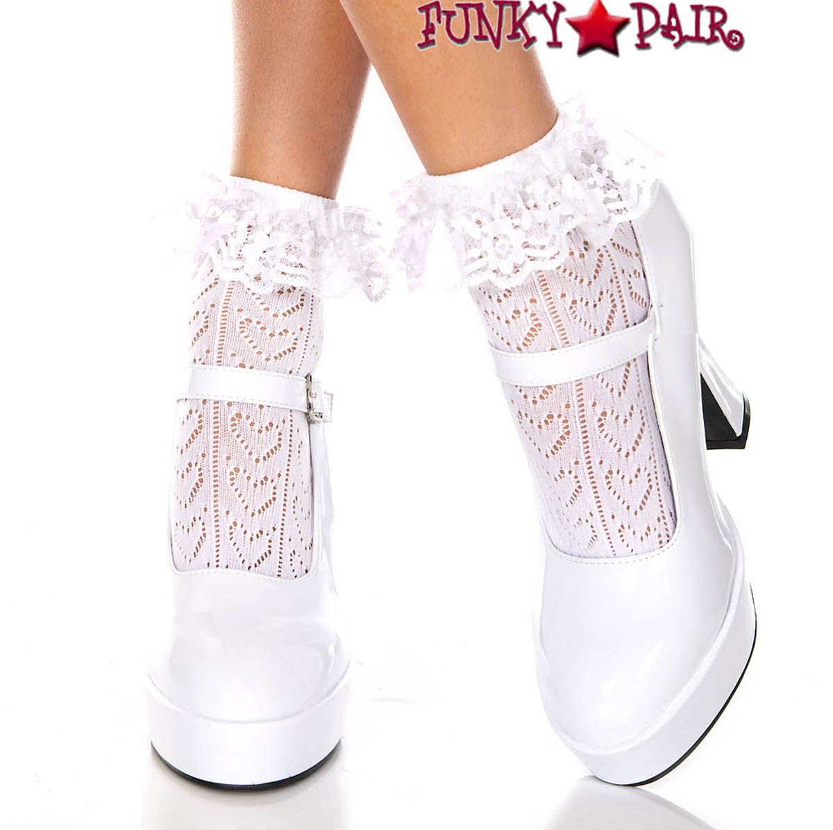 Heart Net Design Ankle Sock