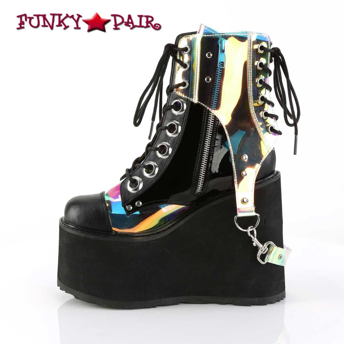 Demonia | Swing-103 Women's Goth Triple Bat Buckles Wedge Platform ...