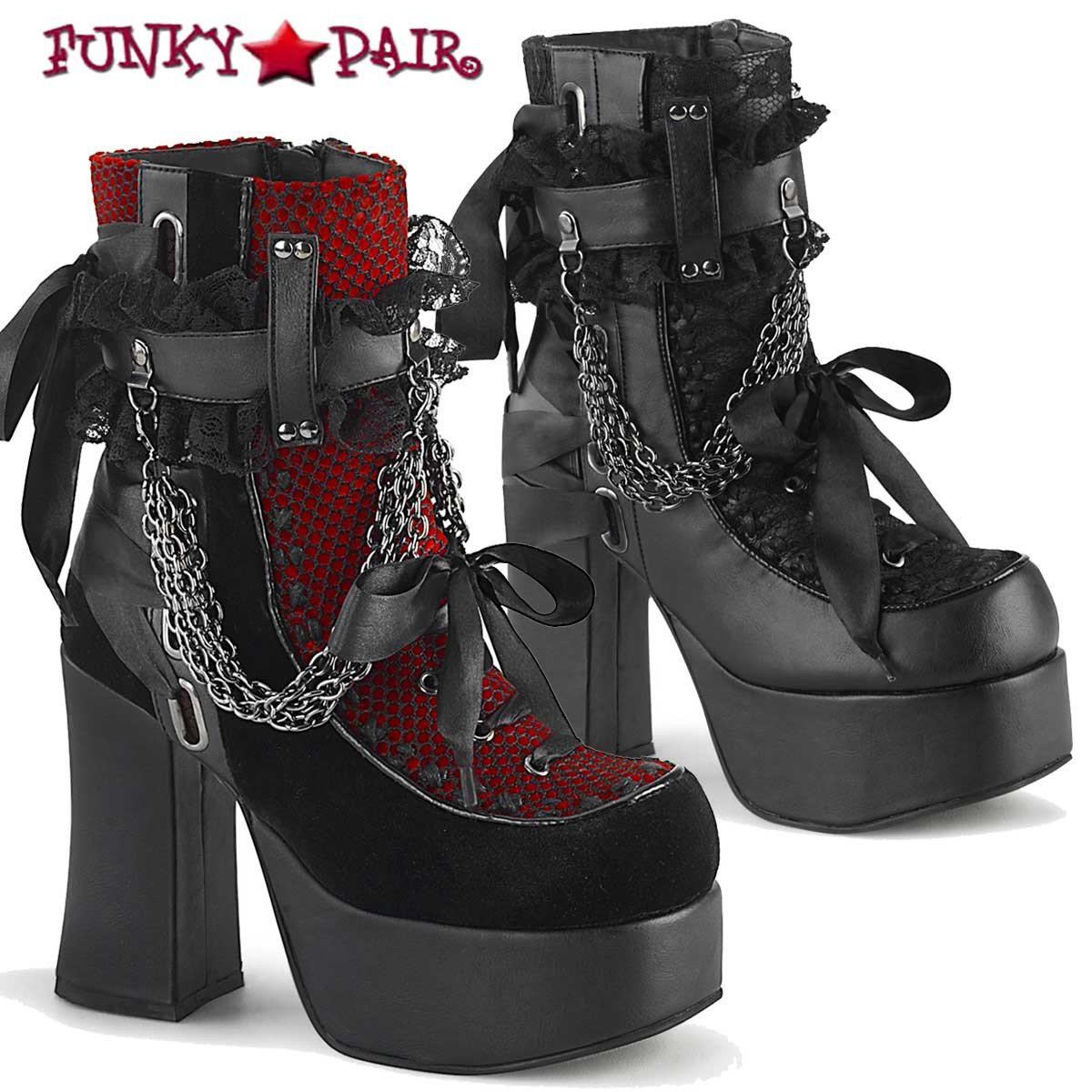 Demonia | Charade-206 Women's Goth Punk Lolita Corset Lace Up Knee Boot