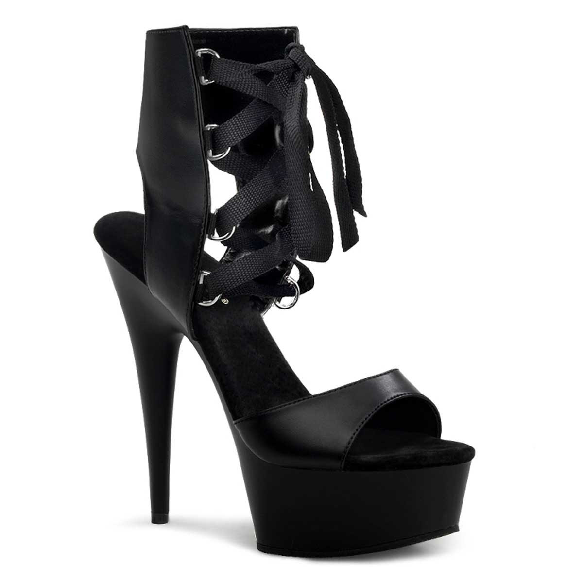 Pleaser | Delight-600-14FH, 6 Inch Lace-up Ankle High Sandal
