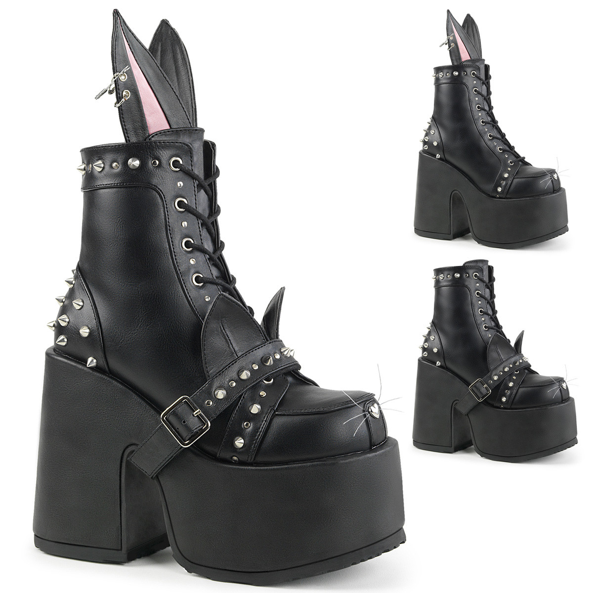 Demonia | Camel-300 Women's Chunky Heel Goth Thigh High Boots