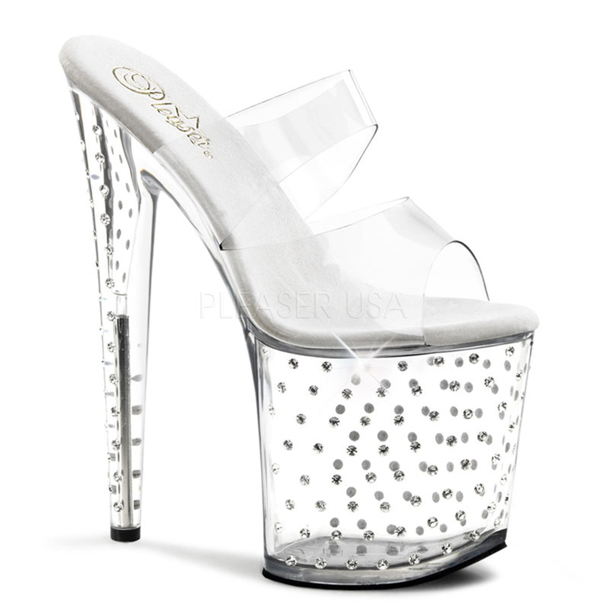 Pleaser Stardust-802, 8 inch Two Band Platform with Rhinestones