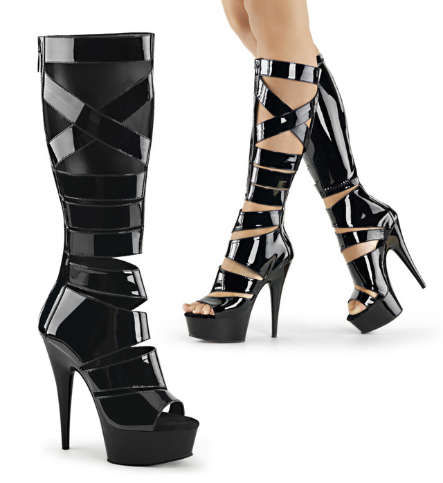 Pleaser | Delight-600-14FH, 6 Inch Lace-up Ankle High Sandal
