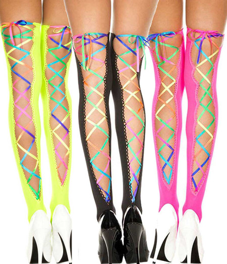 Rainbow Ribbon Lacing Stockings