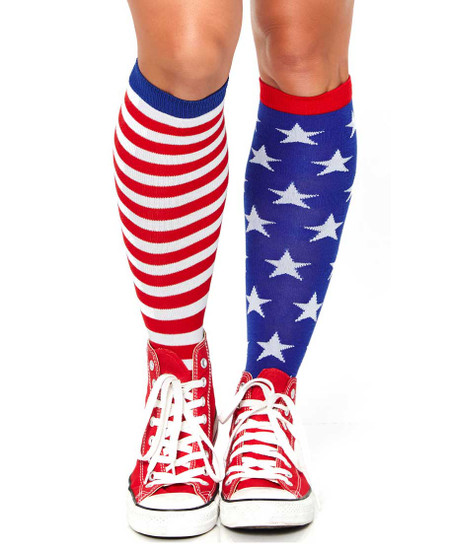 LA-5617, Star and Stripes Knee Highs by Leg Avenue