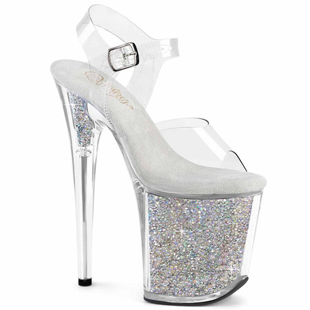 FLAMINGO-808RSI, 8" Heel Platform Sandal with Rhinestones Insert By Pleaser