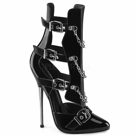 DAGGER-15, 6.25" Brass Heel Cage Boots By Devious