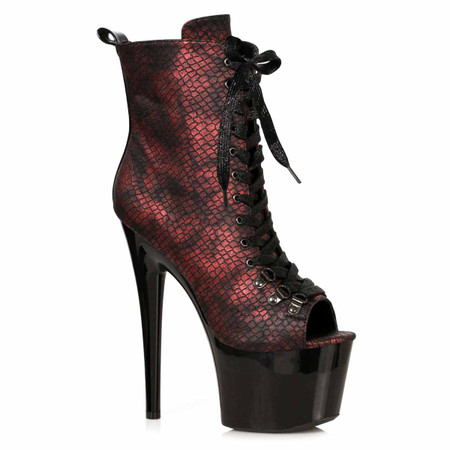 709-ADDER, 7 Inch Heel Lace-up Platform Boots