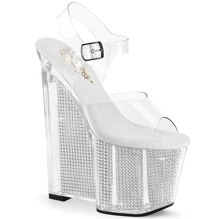 AMAZE-808SRS, 8 Inch Wedge Heel with Stimulated Rhinestones Sandal